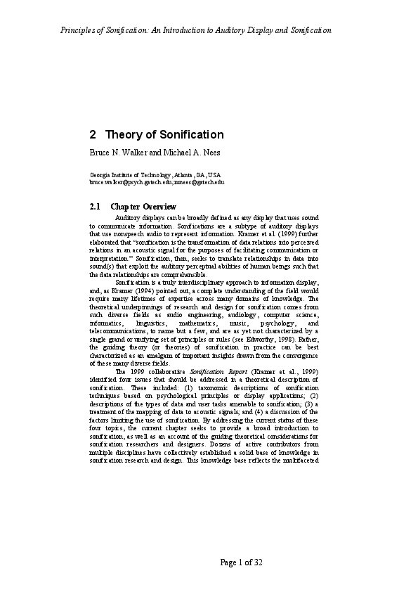 (PDF) 2 Theory of Sonification
