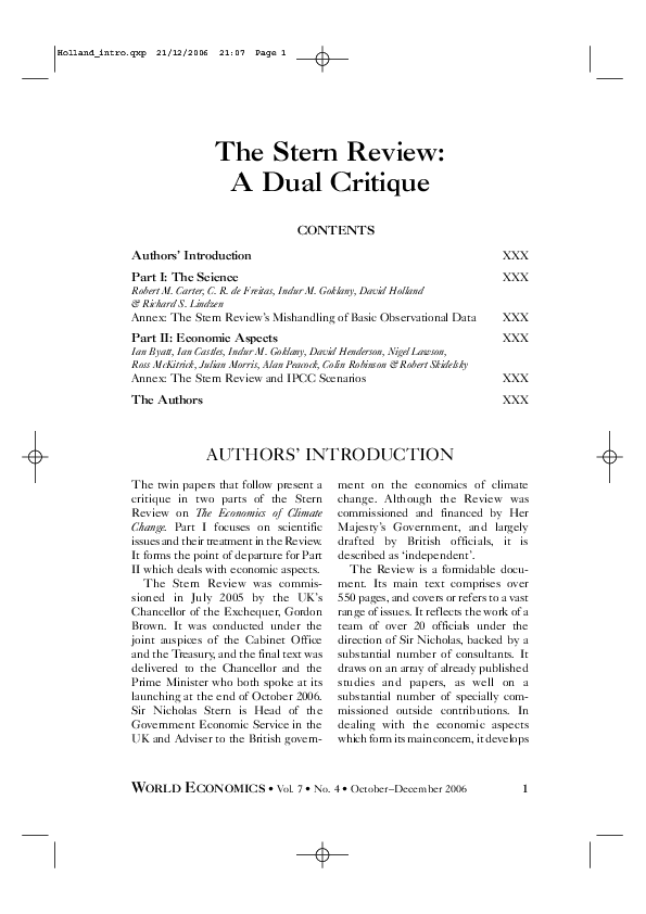 (PDF) The Stern Review: a dual critique