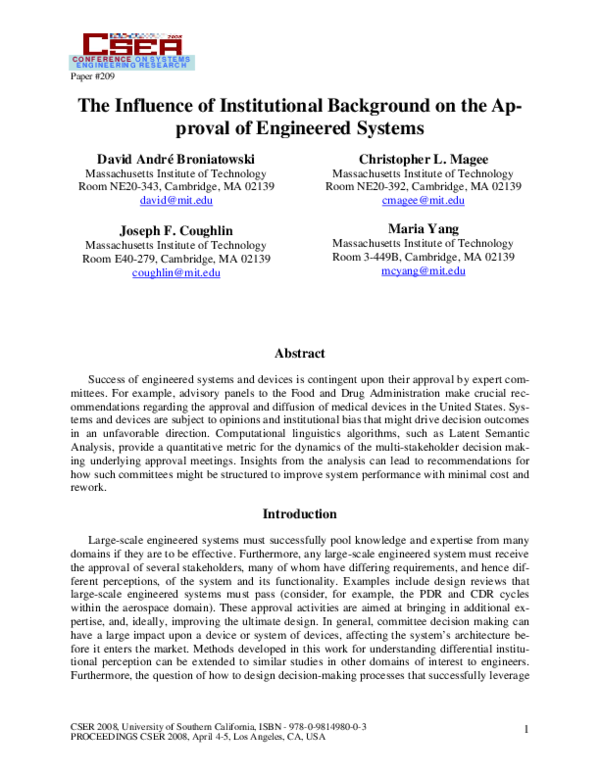 (PDF) The Influence of Institutional Background on the Approval of ...