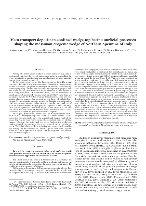 (PDF) Mass-transport deposits in confined wedge-top basins: surficial ...
