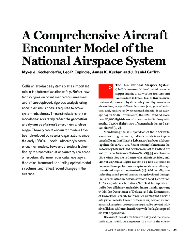 (PDF) A comprehensive aircraft encounter model of the National Airspace System