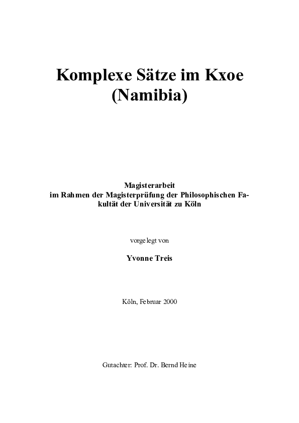(PDF) Komplexe Sätze im Kxoe (Namibia)