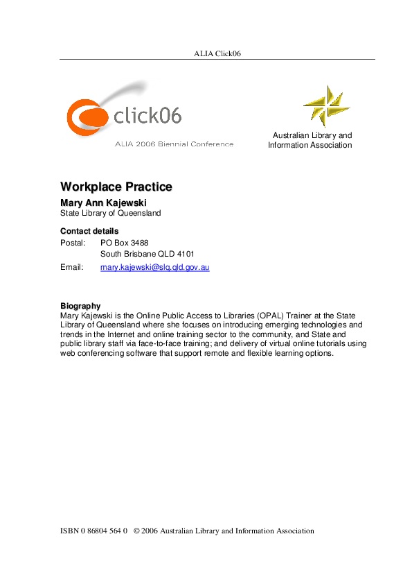(PDF) Workplace Practice
