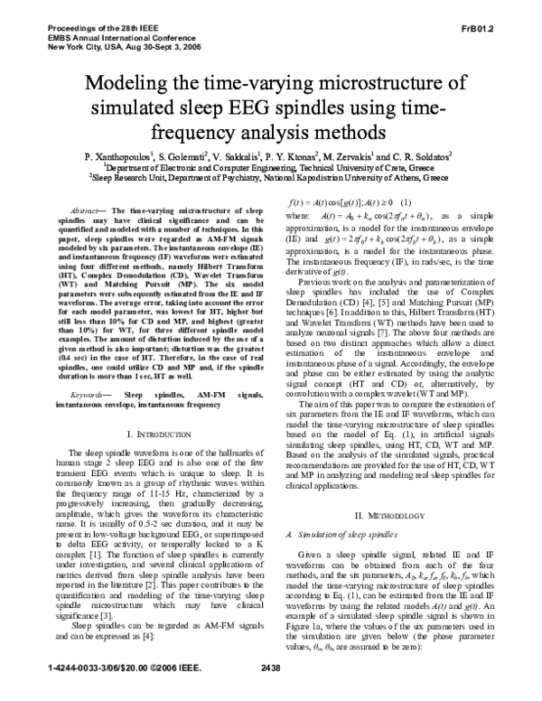 (PDF) Modeling the time-varying microstructure of simulated sleep EEG spindles using time ...