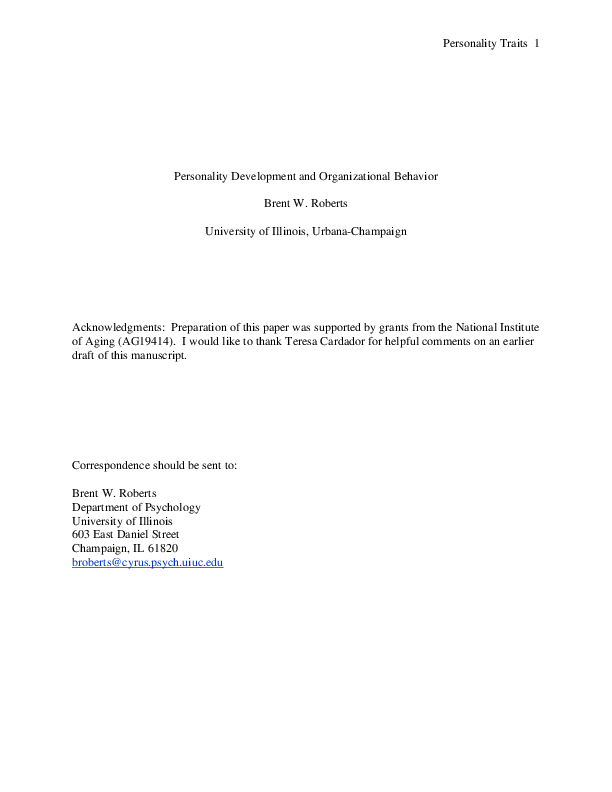(PDF) Personality development in the context of the neo-socioanalytic ...