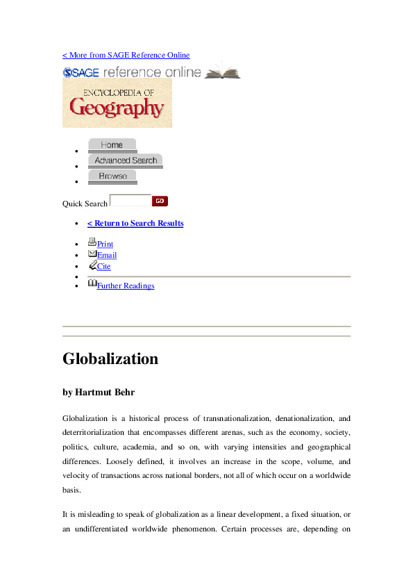 (PDF) "Globalization" in Encyclopedia of Geography (SAGE)