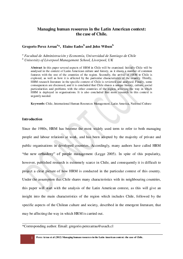 (PDF) Managing human resources in the Latin American context: the case ...