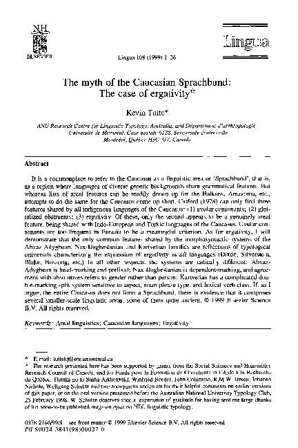 (PDF) The myth of the Caucasian Sprachbund: The case of ergativity* 1