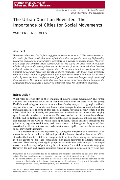 (PDF) The urban question revisited: the importance of cities for social ...