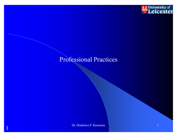 (PPT) Lecture, Professional Practices, University of Leicester
