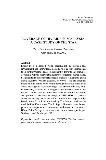 (PDF) Coverage of HIV/AIDS in Malaysia: A case study of The Star