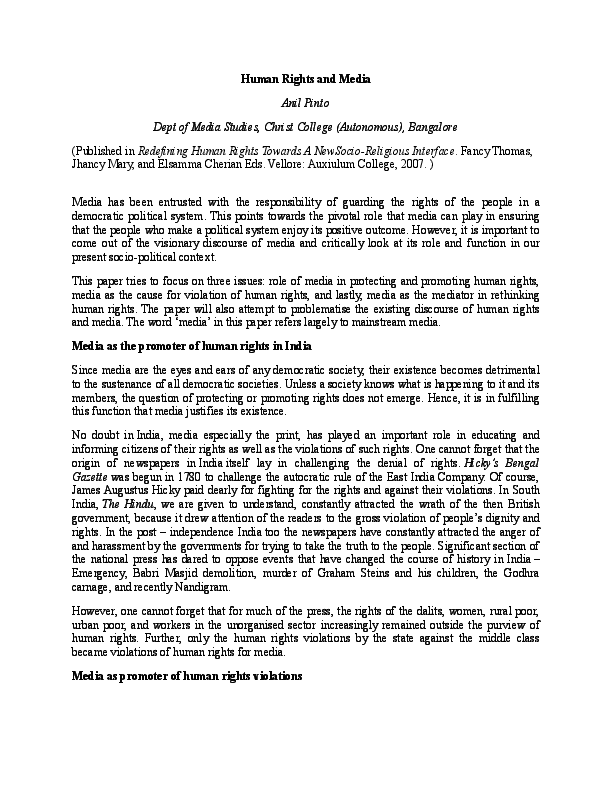 (DOC) Human Rights and Media