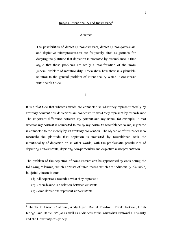 (PDF) Images, Intentionality and Inexistence