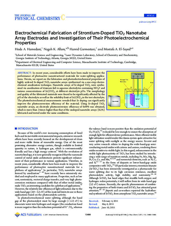 (PDF) Electrochemical Fabrication of Strontium-Doped TiO2 Nanotube ...