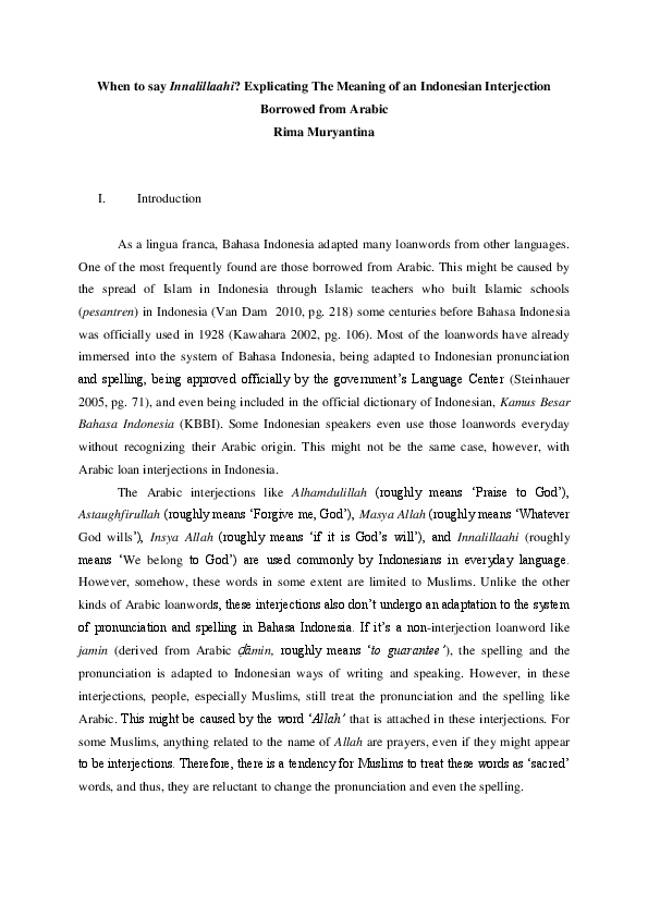 (DOC) When to say Innalillaahi? Explicating The Meaning of an ...