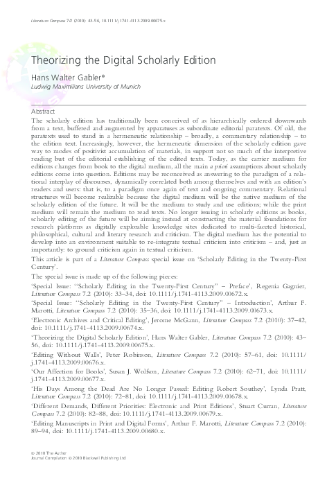 (PDF) Theorizing the Digital Scholarly Edition