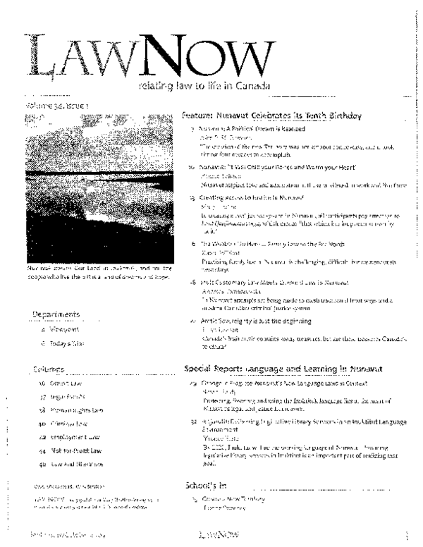 (PDF) Inuit Customary Law Meets Criminal Law in Nunavut: What's the ...