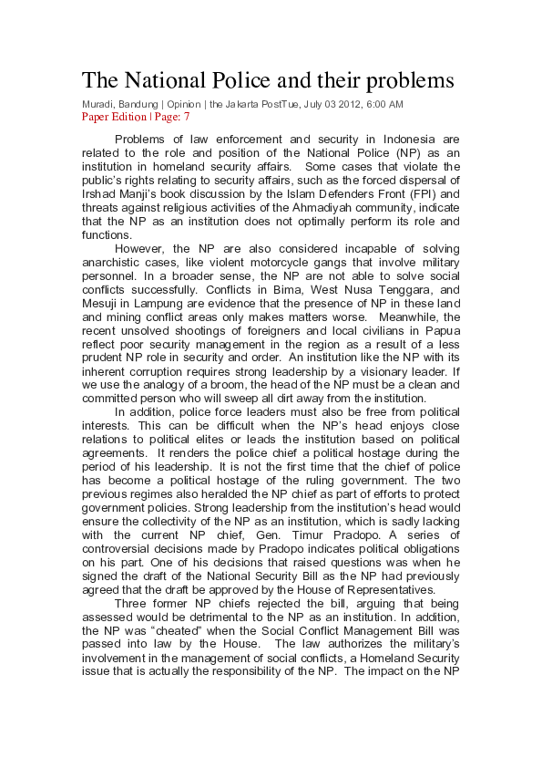 (PDF) The National Police and their problems