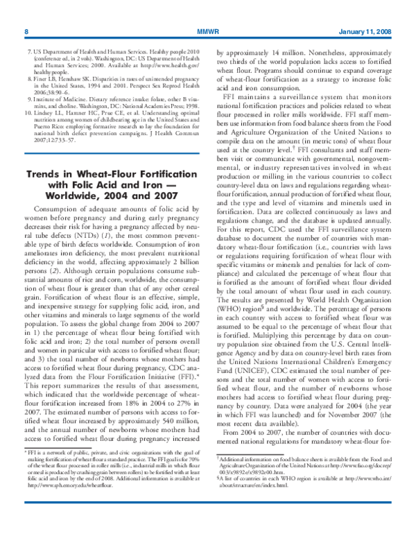 (PDF) Trends in wheat-flour fortification with folic acid and iron ...