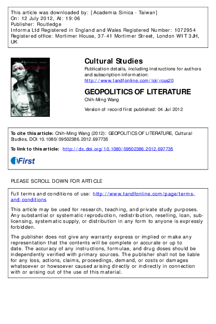 (PDF) Geopolitics of Literature: Foreign Literature Studies in Early ...