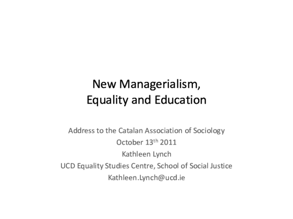 (PPT) New Managerialism, Equality and Education