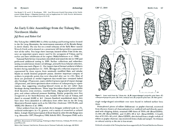 (PDF) An Early Lithic Assemblage from the Tuluaq Site, Northwest Alaska
