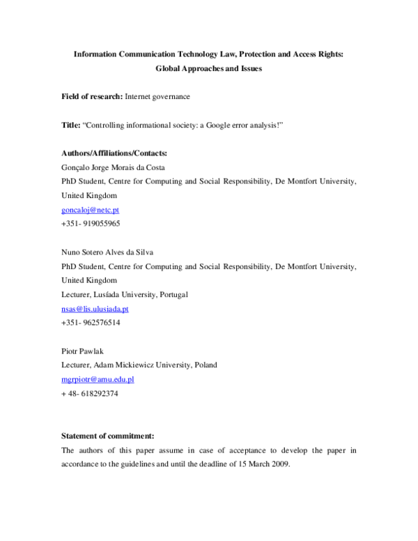 (PDF) Information Communication Technology Law, Protection and Access ...