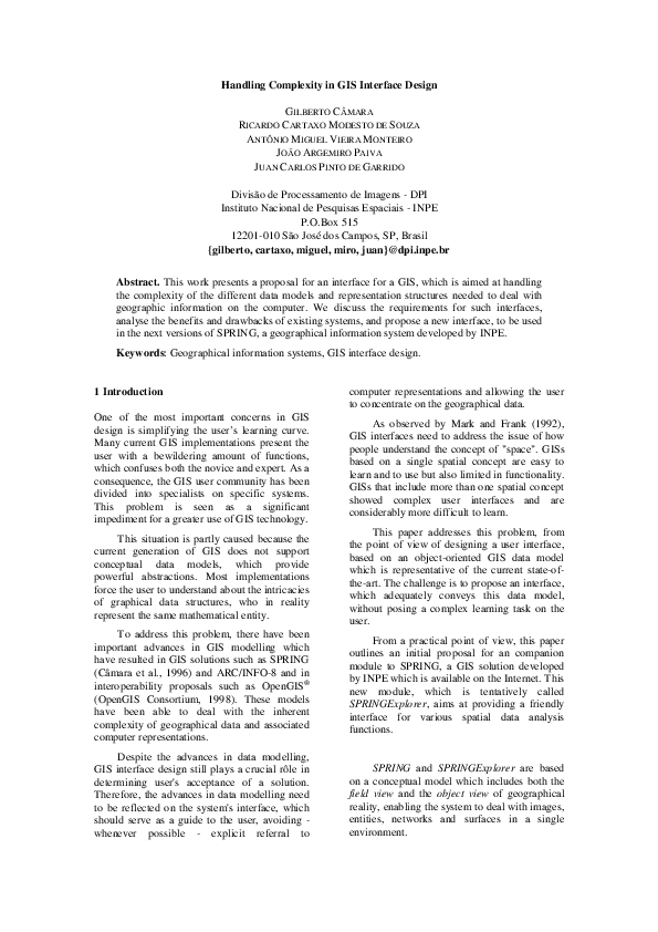(PDF) Handling complexity in GIS interface design