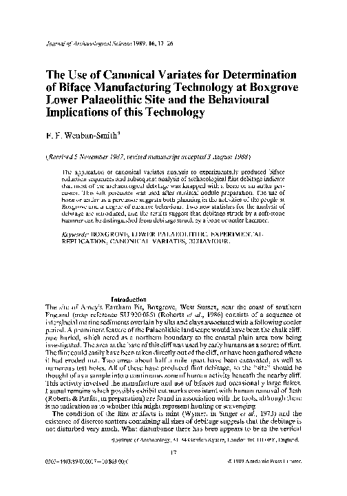 (PDF) The use of canonical variates for determination of biface ...