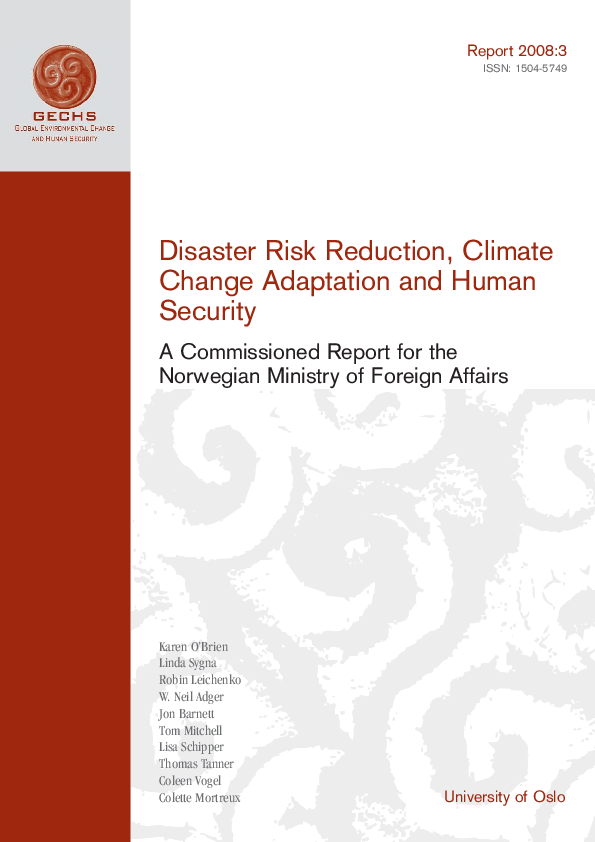 (PDF) Disaster Risk Reduction, Climate Change Adaptation and Human Security