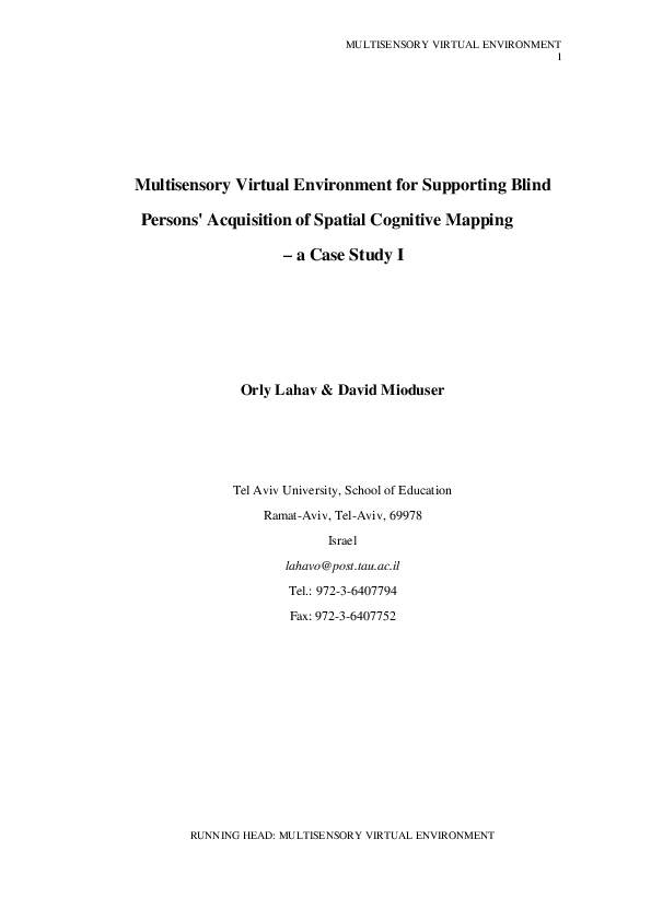 (PDF) Multisensory Virtual Environment for Supporting Blind Persons' Acquisition of Spatial ...