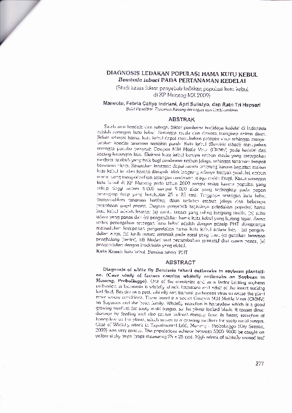 (PDF) Diagnosis Ledakan Populasi Hama Kutu Kebul (Bemisia tabaci) pada ...