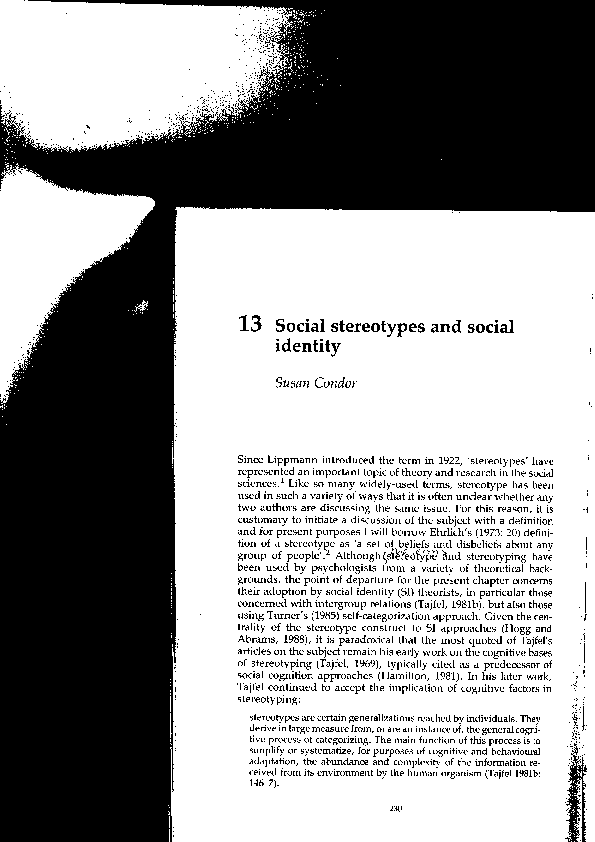 (PDF) Social stereotypes and social identity