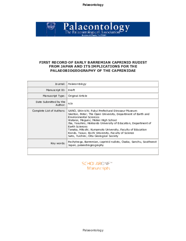 (PDF) First record of an Early Barremian Caprinid rudist from Japan ...