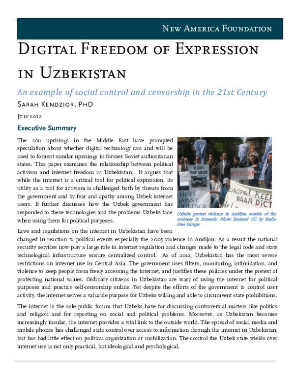 (PDF) Digital Freedom of Expression in Uzbekistan: An example of social ...