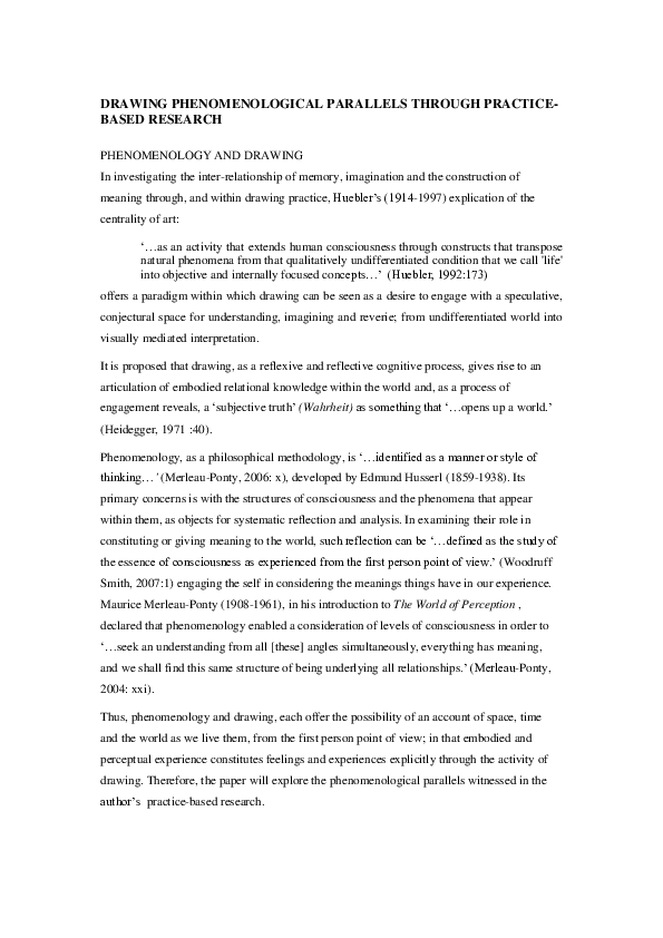(DOC) Drawing Phenomenological Parallels through Practice-based Research