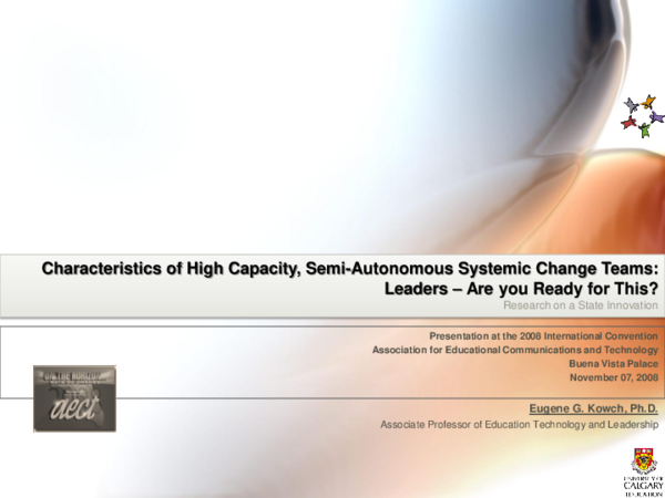(PDF) Characteristics of High Capacity, Semi-Autonomous Systemic Change ...