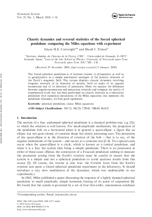 (PDF) Chaotic dynamics and reversal statistics of the forced spherical ...
