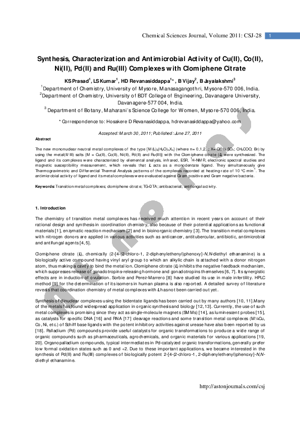 (PDF) Synthesis, Characterization and Antimicrobial Activity of Cu (II), Co (II), Ni (II), Pd ...