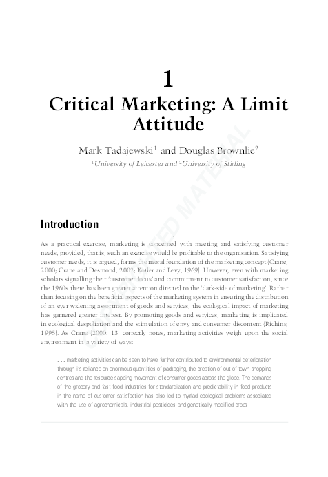 (PDF) Critical marketing: A limit attitude