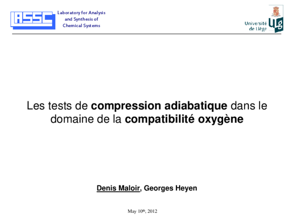 (PDF) Les tests de compression adiabatique dans le domaine de la ...