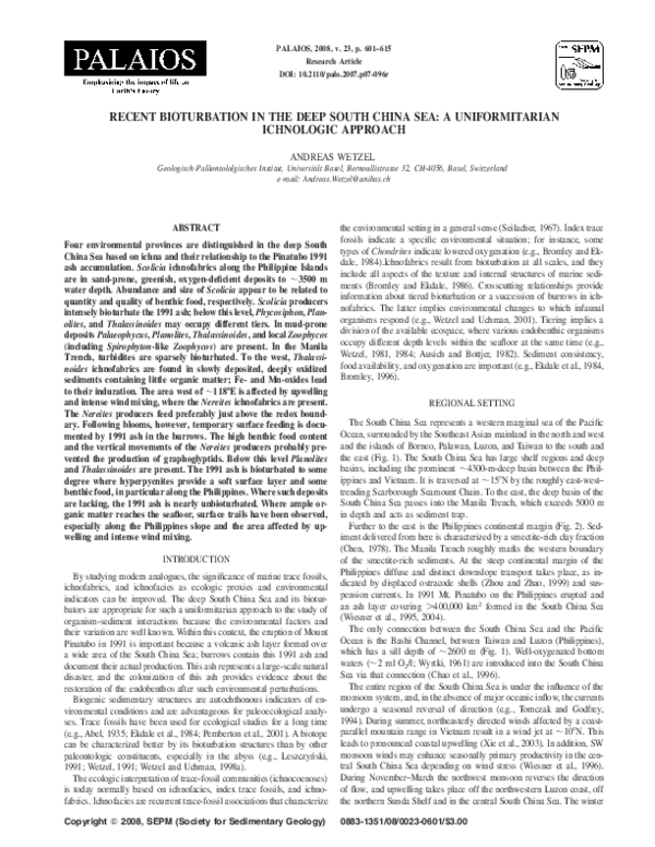 (PDF) Recent bioturbation in the deep South China Sea: A uniformitarian ...