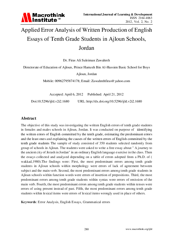 PDF Applied Error Analysis Of Written Production Of English Essays Of Tenth Grade Students In pdf-applied-error-analysis-of-written-production-of-english-essays-of-tenth-grade-students-in