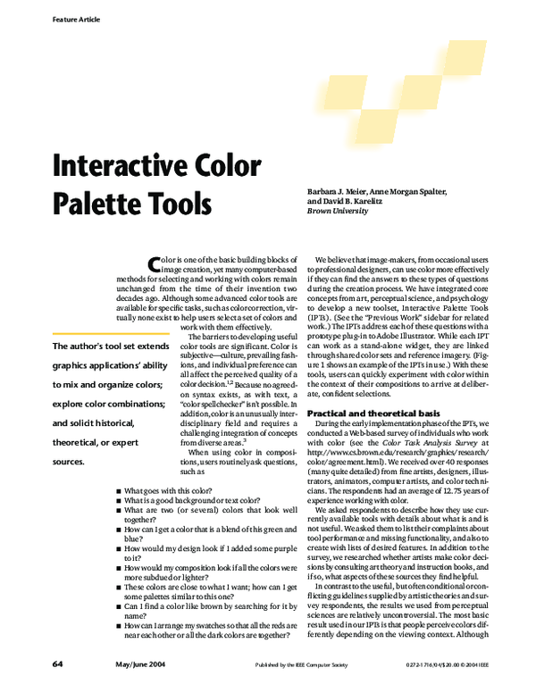 (PDF) Interactive Color Palette Tools