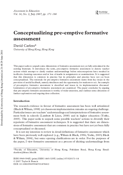(PDF) Conceptualising pre-emptive formative assessment