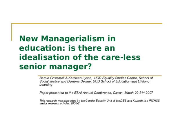 (PPT) New Managerialism in education: is there an idealisation of the ...