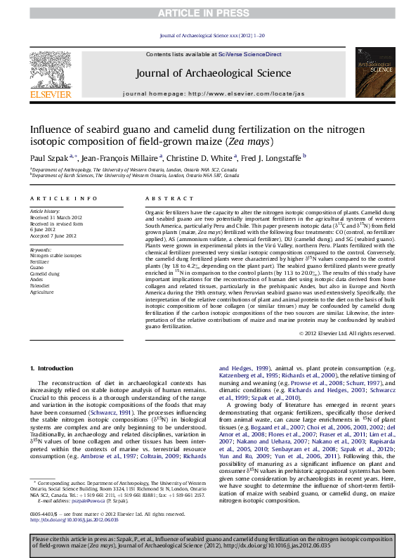 (PDF) Llama Dung and Seabird Guano: Isotopic Perspectives on Andean ...