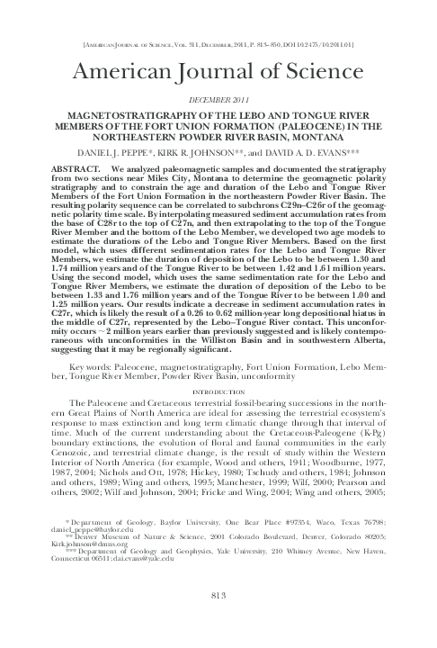(PDF) Magnetostratigraphy of the Lebo and Tongue River Members of the ...