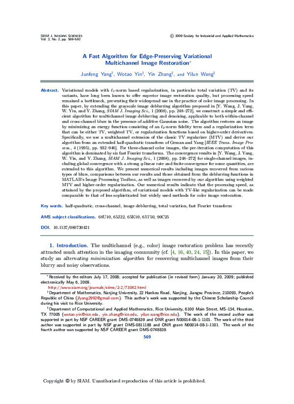 (PDF) A fast algorithm for edge-preserving variational multichannel ...