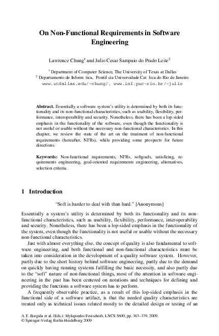 (PDF) On non-functional requirements in software engineering